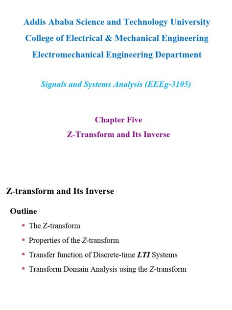 06 Z Transform And Its Inverse Pdf Signal Processing Mathematical Objects