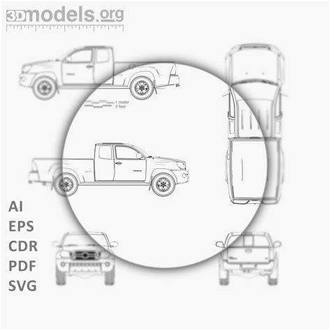 Toyota Tacoma Access Cab 2014 Vector Blueprint