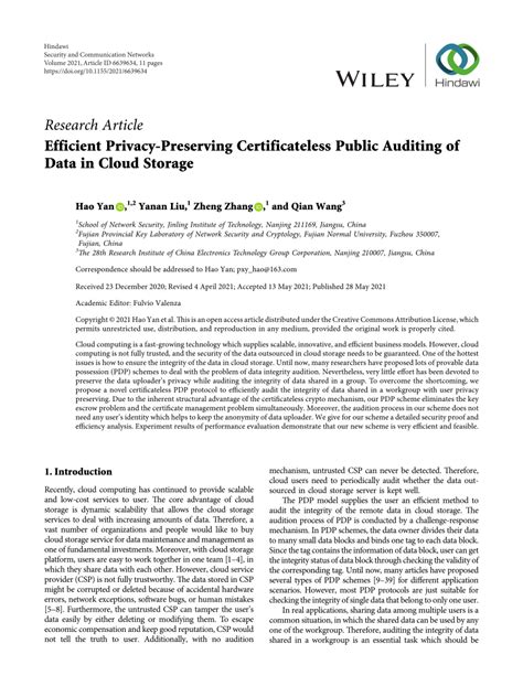 Pdf Efficient Privacy Preserving Certificateless Public Auditing Of Data In Cloud Storage