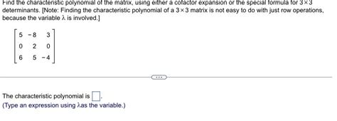 Solved Find The Characteristic Polynomial Of The Matrix