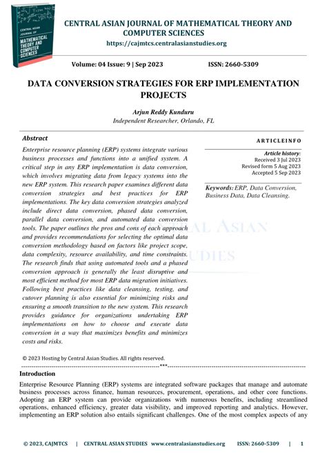 Pdf Data Conversion Strategies For Erp Implementation Projects