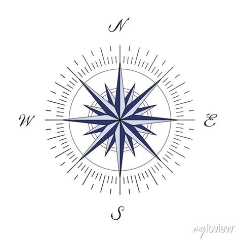 Compass Rose Wind Drawing For Tattoo Design Vector Basics 타투도안 Posters