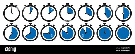 Clock Icon Set In Blue Color Stopwatch Symbol Set Countdown Clock