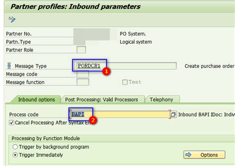 Sap Idoc Understand Sap Inbound Idoc Process Code In Partner Profile