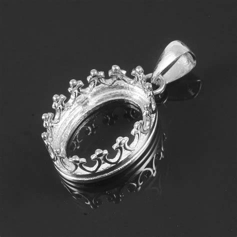 Semi Mount Pendant 925 Sterling Silver Jewelry Setting Size 12x10 Mm