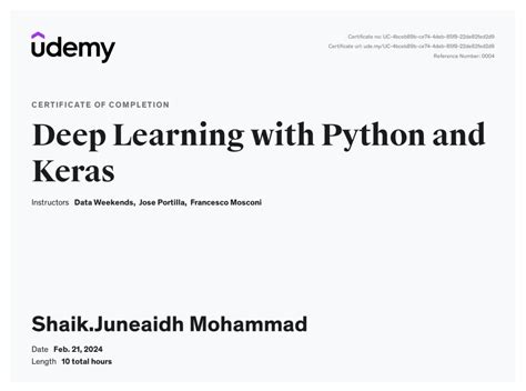 Udemy Course Completion Certificate Shaik Juneaidh Mohammad