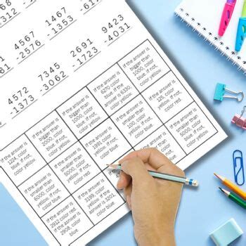 Addition And Subtraction Of 4 Digit Numbers Secret Code By JustKepa