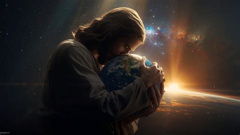 Christian 4k Wallpaper Original Art Jesus Embracing The Earth