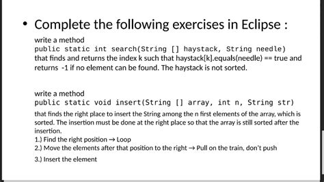 Solved • Complete The Following Exercises In Eclipse Write