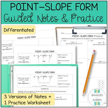 Writing Equations In Point Slope Form Differentiated Guided Notes Worksheet