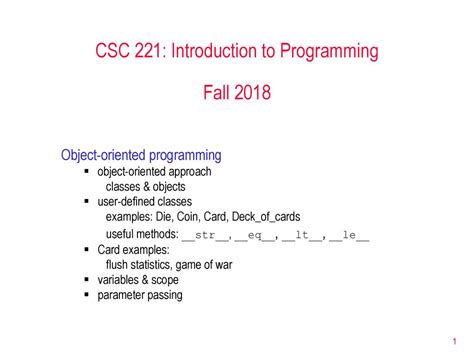 Csc 221 Introduction To Programming Fall Ppt Download
