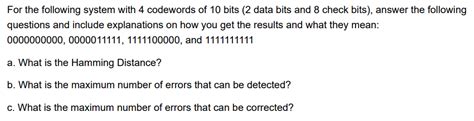 Solved For The Following System With 4 ﻿codewords Of 10