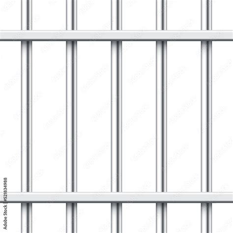Realistic Metal Prison Bars Isolated On White Background Detailed Jail