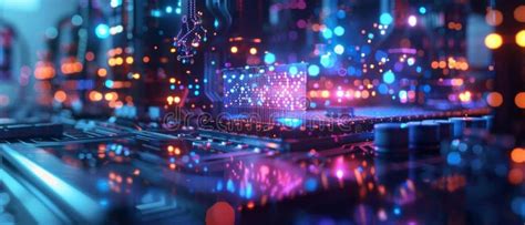 Futuristic Semiconductor Technology In Lab Environment Stock