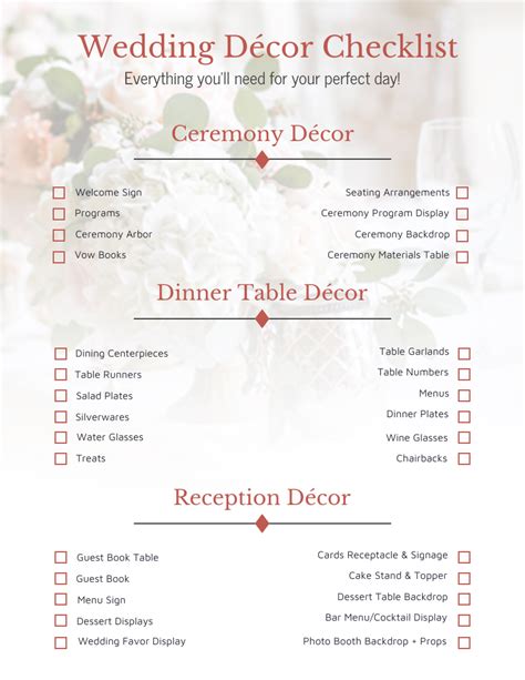 Wedding Decor List Pdf At Ron Edelstein Blog