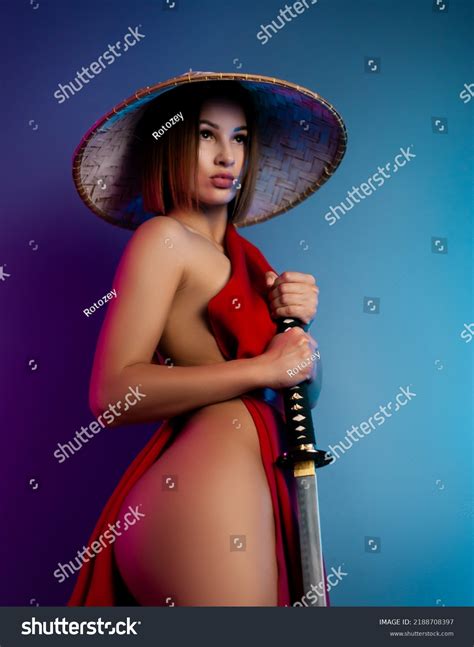 Sexy Woman Red Cape Asian Hat Stock Photo Shutterstock