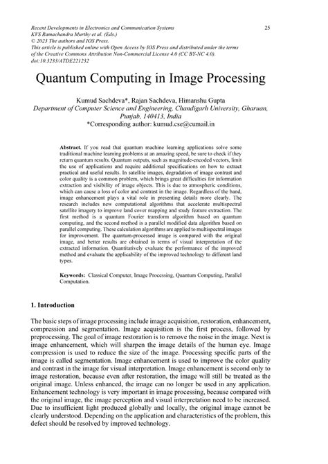 PDF Quantum Computing In Image Processing
