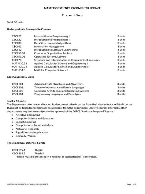 Ms Cs Program Of Study Pdf