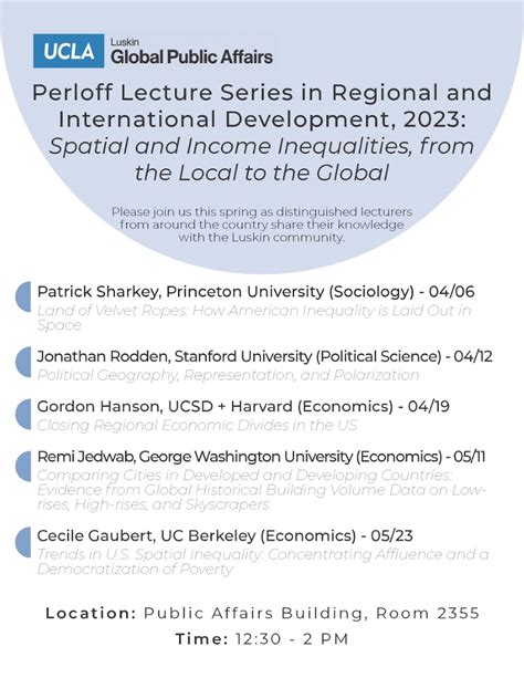 Perloff Lecture Series In Regional And International Development