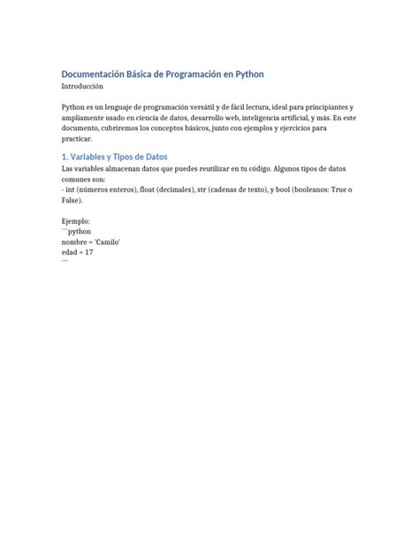 Documentacion Basica Programacion Python Pdf