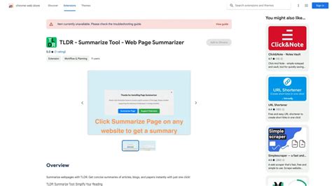 tldr summarize tool ai extensión de chrome instalación descarga