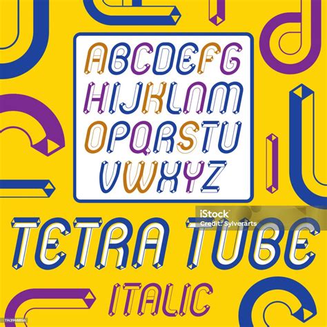 멋진 빈티지 벡터 대문자 영어 알파벳 문자 Abc 고립의 집합입니다 특별 한 둥근 기울임 꼴 유형 글꼴 A에서 Z 까지의 스크립트는 포스터 작성에 사용할 수 있습니다 큐브