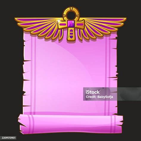 고대 이집트 파피루스 스크롤 만화 벡터 Ankh 및 이집트 문화 종교적 날개 이집트 아이콘 개체 배경 또는 프레임 게임 개발 계약서에 대한 스톡 벡터 아트 및 기타 이미지