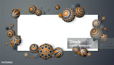 빈 종이 시트와 현실적인 장식 구 벡터 일러스트 패턴과 필드 효과의 깊이와 아름다운 볼추상 배경 3d 글로브 디자인 개념 예술 구에 대한 스톡 벡터 아트 및 기타 이미지