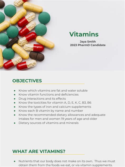 Vitamins Classification Functions Deficiencies Drug Interactions