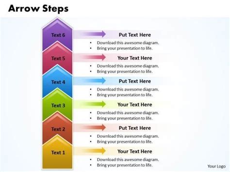 ppt 6 colorful powerpoint graphics arrows pointer upwards templates