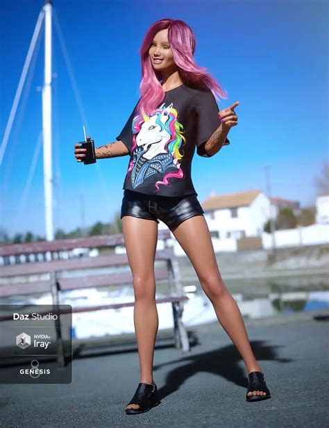 Dforce Spunky Girl For Genesis 8女 Dforce Spunky Girl Outfit For