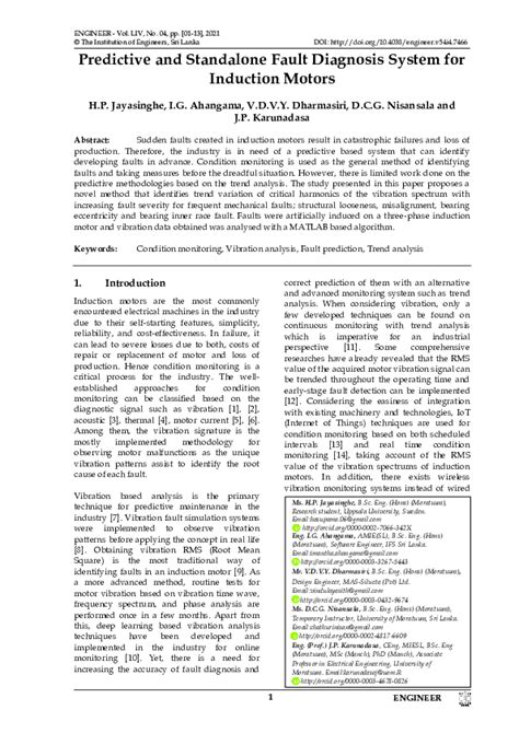 Pdf Predictive And Standalone Fault Diagnosis System For Induction Motors