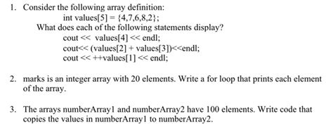 Solved 1 Consider The Following Array Definition Int