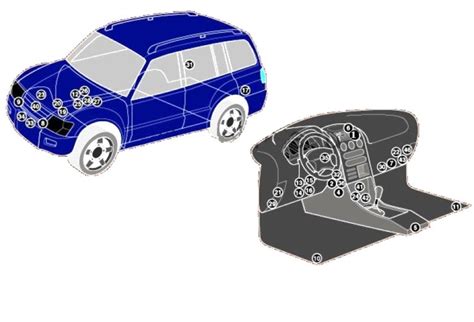 Предохранители и реле Mitsubishi Pajero (Montero) 3