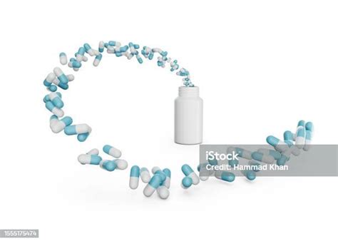 3d 빈 흰색 알약 병 항생제 캡슐 비행 3d 그림 3차원 형태에 대한 스톡 사진 및 기타 이미지 3차원 형태 개념 개념과 주제 Istock