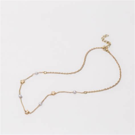 Colier Cu Lantisor Perle Mici Si Stele Auriu Rossetti