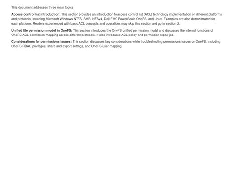 Overview Access Control Lists On Dell Emc Powerscale Onefs Dell