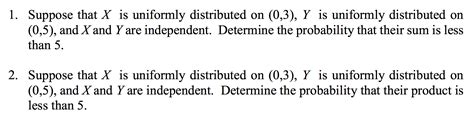 solved suppose that x is uniformly distributed on 0 3 y