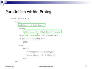 On Applying Or-Parallelism and Tabling to Logic Programs | PPT
