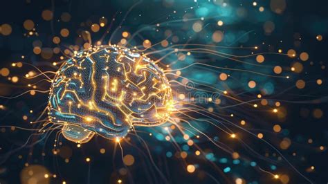 Digital Brain With Neural Network And Glowing Connections Is Designed For Ai Applications