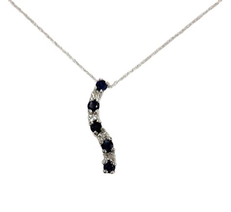 Blue Sapphire Diamond And 10k White Gold Journey Necklace Shop Iowa