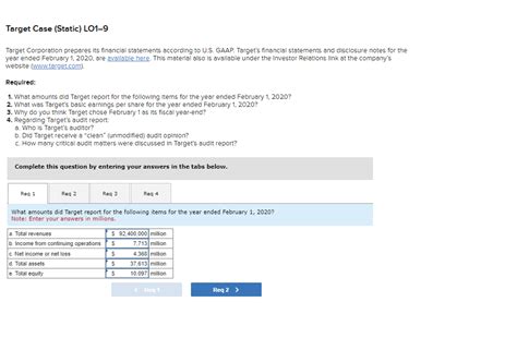 Solved Target Case Static LO Target Corporation Chegg