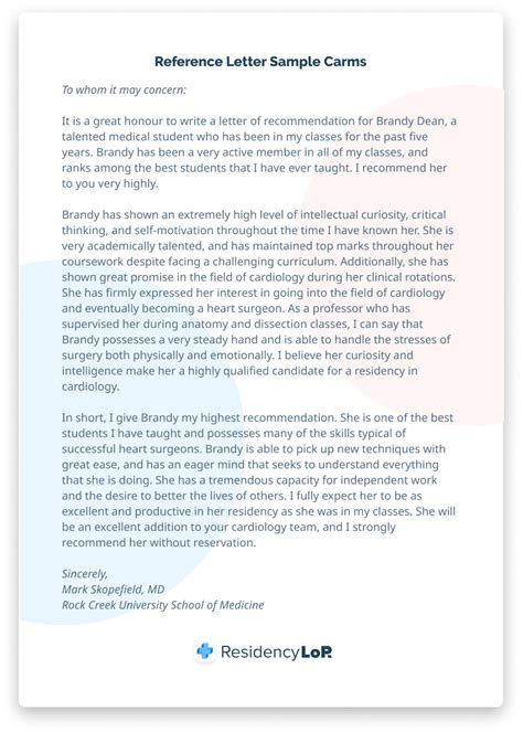 Get The Best Residency Letter Of Recommendation Sample Here