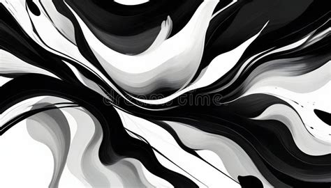 Black And White Abstract Wallpaper Design Featuring Monochrome Fluidity With High Contrast And