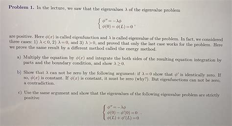 Solved Problem In The Lecture We Saw That The Chegg