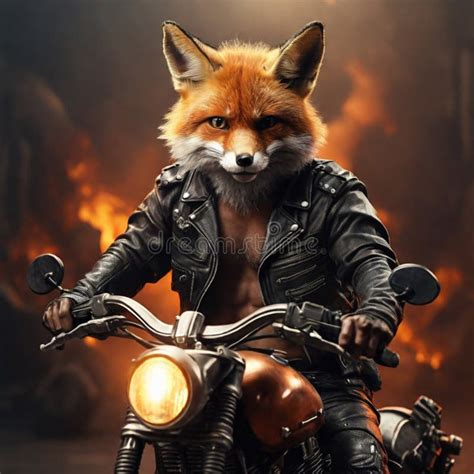 Fox Biker On A Chopper Stock Image Image Of Flame Hell 305048565