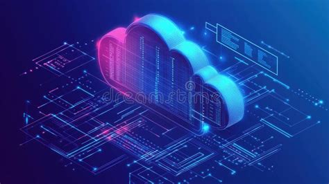 cloud computing technology with digital data visualization stock image