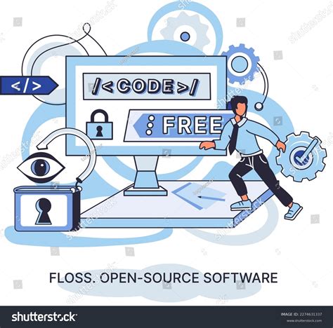 floss open source software code created stock vector royalty free
