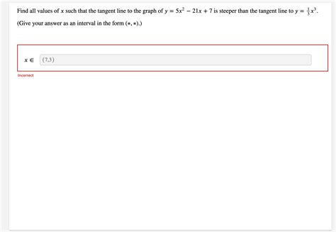 solved find all values of x ﻿such that the tangent line to