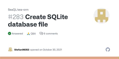 Create Sqlite Database File · Seaql Sea Orm · Discussion 283 · Github